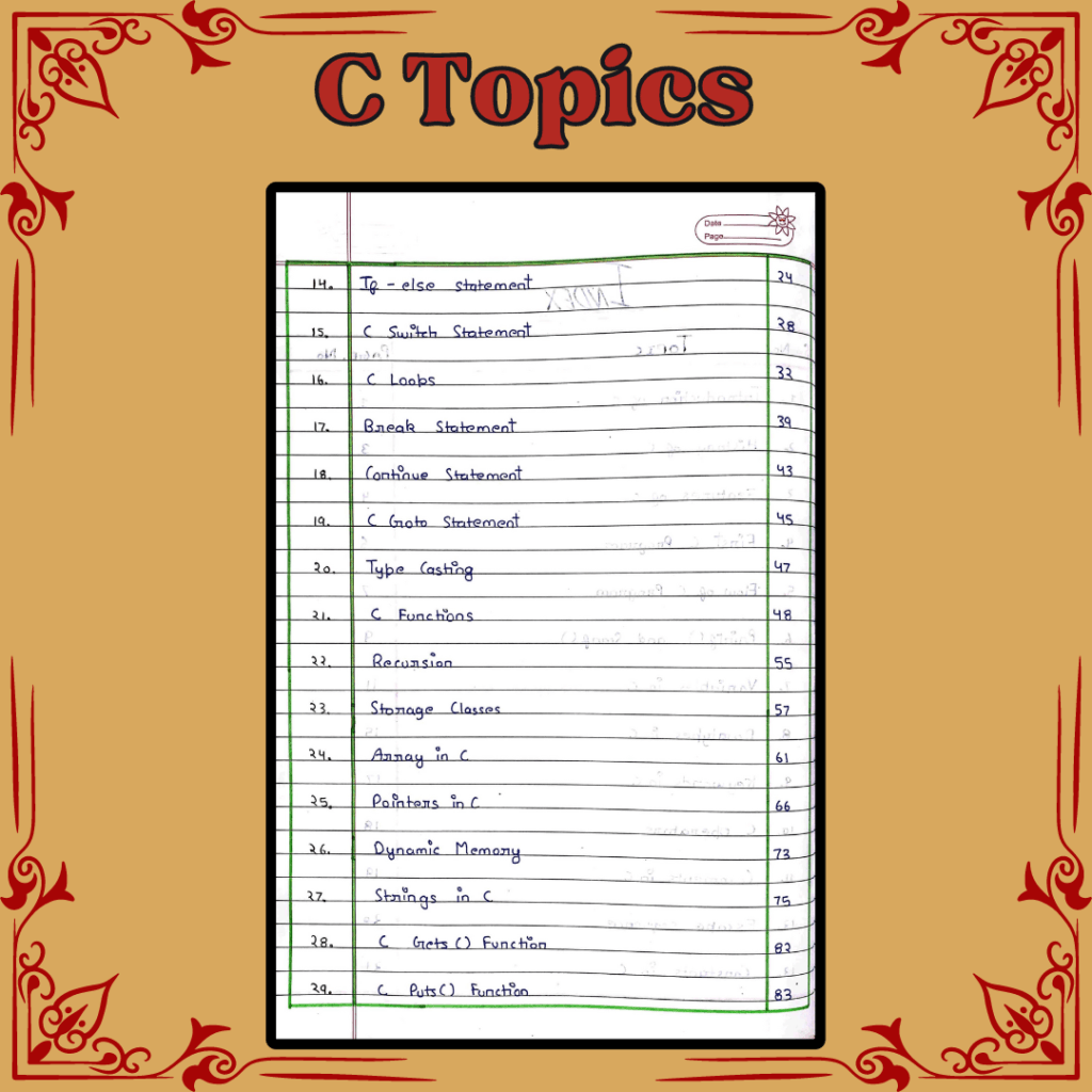 C Handwritten Notes - topperworld
