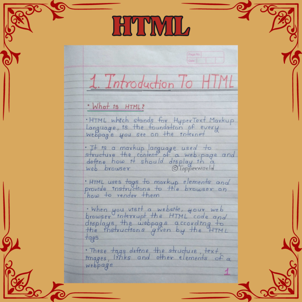 HTML | CSS | JS Handwritten Notes COMBO - topperworld HTML | CSS | JS Handwritten Notes COMBO - topperworld