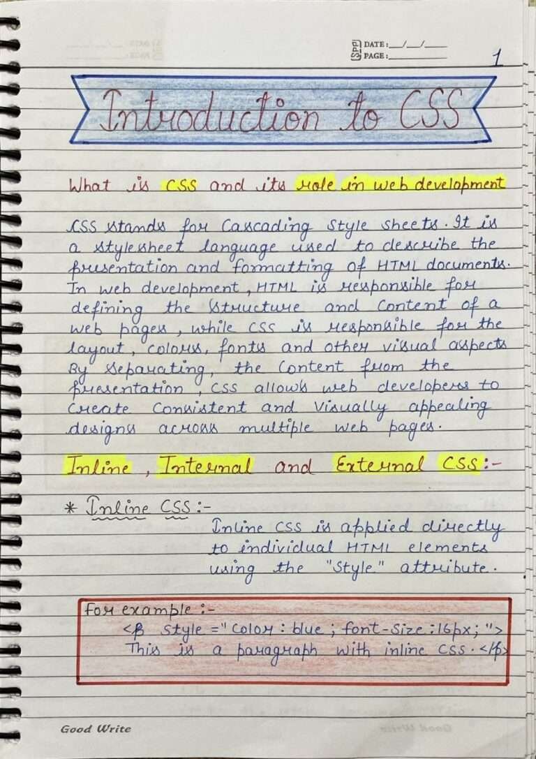 HTML | CSS | JS Handwritten Notes COMBO - topperworld