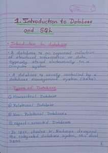 SQL Handwritten Notes - topperworld